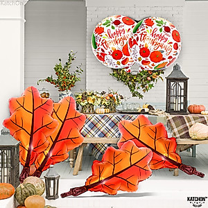 KatchOn, Happy Thanksgiving Balloons - Large 27 Inch, Pack of 6 | Large Fall Leaf Balloons - 27 Inch, Pack of 6 | Fall Balloon for Fall Decorations | Maple Leaf Balloons for Thanksgiving Decorations