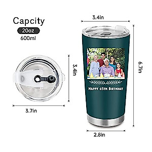 YESCUSTOM Personalized Photo Tumbler with Handle for Dad Mom Families, Double Side Print Stainless Steel Travel Mug Insulated, Custom Image & Text on Coffee Cup, Birthday Father's Day Christmas Gift