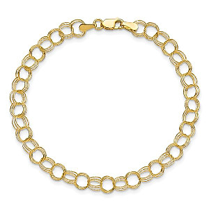 IceCarats 10K Yellow Gold Triple Link Chain Charm Bracelet 7 inch