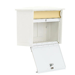 Architectural Mailboxes Mailsafe Aluminum, Locking, Wall Mount Mailbox, MSK00WAM, White, Medium Capacity