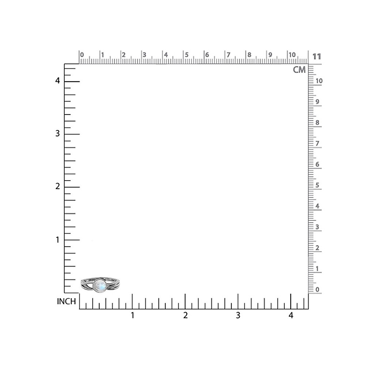 Silvershake 6mm Natural Round Shape Moonstone 925 Sterling Silver Solitaire Ring Size 7