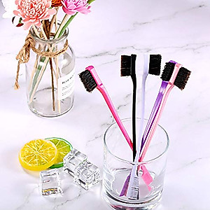 5 Pieces Hair Edge Brush Double Sided Control Hair Brush Comb Combo Pack Smooth Comb Grooming (5 Colors)