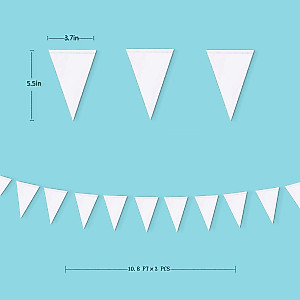 40 Ft White Party Decorations Triangle Pennant Banner Pearlescent Shimmer White Paper Flags Bunting for Graduation Wedding Bridal Shower Bachelorette Engagement Birthday Anniversary Hen Party Supplies
