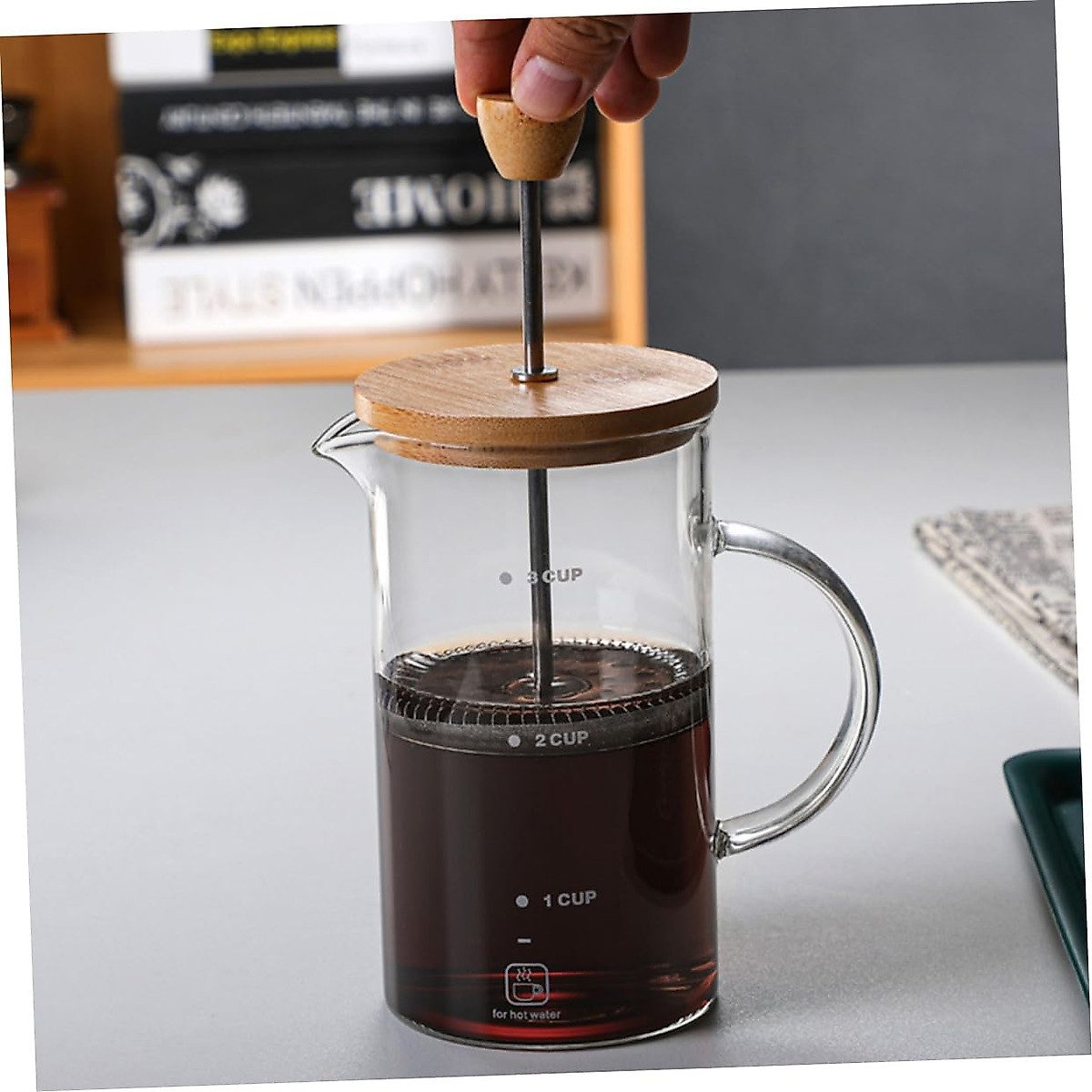 Ciieeo Expresso Coffee Cup Coffee Glass Press Kettle Cold Brew Coffee Pot Manual Coffee Pot Resistant Teapot Tea Maker Borosilicate Coffee Pot Concentrate Travel Wood Jug