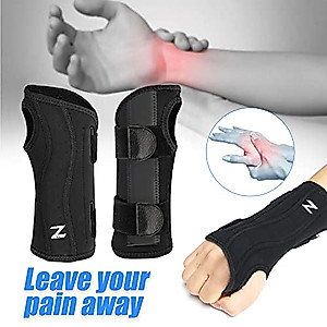 ZOUYUE Carpal Tunnel Wrist Brace, Adjustable for Men, Women, Night Sleep Splint Support for Pain Relief, Tendonitis, Sport Injuries - Right Hand M/L