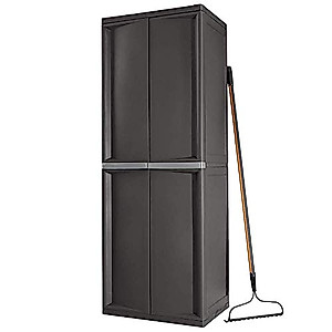 Lockable Storage Cabinet Outdoor 4 Shelf Organizer Yard Garden Garages Pantry Dorm Room Kitchen Adjustable Shelves 2 Doors Accent Cabinet Storage Shed Horizontal