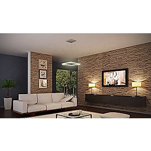 VONN VMC31620AL Atria 20" LED Chandelier, Adjustable Suspension Fixture, Modern Square Chandelier Lighting in Silver