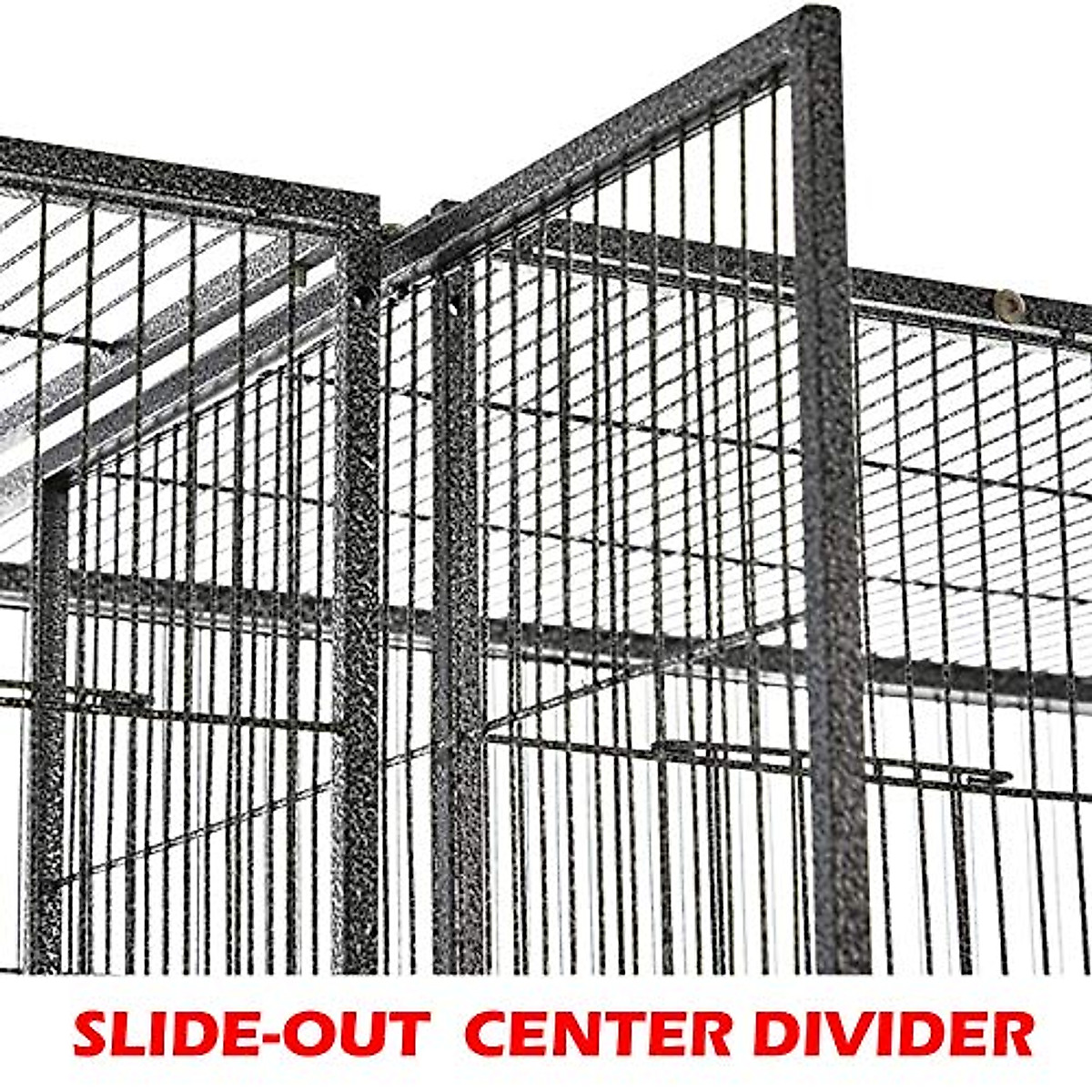 54" Large Double Breeding Flight Bird Wrought Iron Double Parrot Bird Cage Slide Out Center Divider Side Nesting Doors Cockatiel Conure Removalbe Rolling Stand