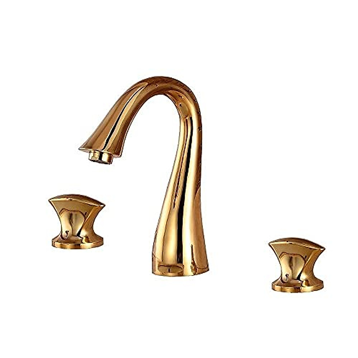 LJGWJD Faucets,Bathroom Sink Vessel Faucet Basin Mixer Tap Three Hole Faucet Hot and Cold Water Faucets Sinks 3-Piece Faucet Band Accessories/Gold