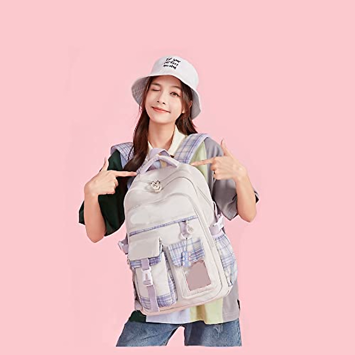 Girls Backpacks 15.6 Inch Laptop School Bag College Backpack Travel Daypack Large Bookbags for Teens Girls College Women Students (White)