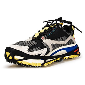 D-GROEE Ice Cleats Crampons Traction Snow Grips for Boots Shoes, Stainless Steel Snow Traction Cleats, Outdoor Sports Shoe Crampons Ice Grip for Ice Snow, Winter Hiking Climbing Ice Fishing Black