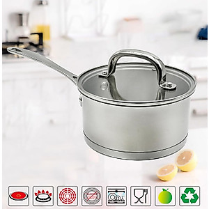 MAGGOPAN Stainless Steel Saucepans Impact Bonded Right Angles SS Saucepan 3.3QT 20cm