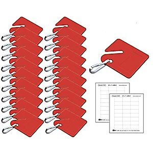 Lucky Line Square Slotted Cabinet Key Tag with Hooks and Labels, 20 Pack (2667020), Red