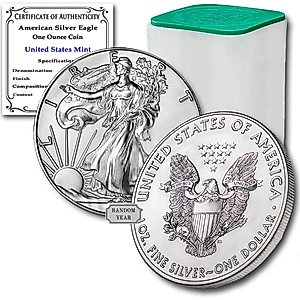 1986-2021 (Random Year) Lot of (20) 1 oz American Silver Eagle Coins Brilliant Uncirculated (Type 1) with Certificates of Authenticity BU