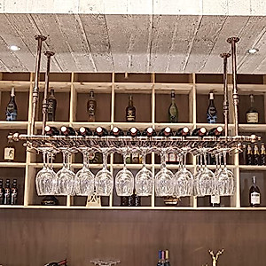 Qunine Bar Unit Floating Shelves Wall-Mounted Wine Racks, Ceiling Wine Bottle Holder Hanging Metal Iron Wine Glass Rack Goblet Stemware Racks (Size : 140x30cm)