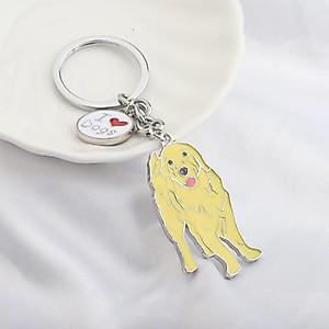 FUSTMW Golden Retriever Keychain Gifts Golden Retriever Dog Lover Owner Gifts Golden Retriever Charm Keyring Dog Mom Dad Gifts (Silver)