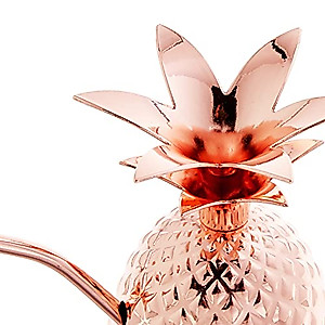 Oggi Stainless Steel Pineapple Cup with Straw & Lid- 12oz Copper Plated Metal Pineapple, Bar Accessories for Summer, Cocktail Cups Make Great Drinking Gifts