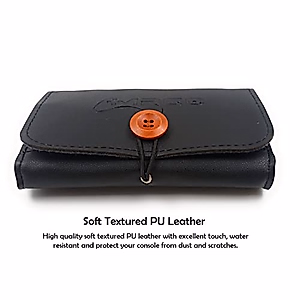 MRGC PU Leather Case Carrying Bag for Anbernic RG351MP / RG351P / RG350 / RG350M / RG350P / RK2020 / RGB10 - Portable Travel Case, Protective Pouch for Handheld Retro Game Console (Black)