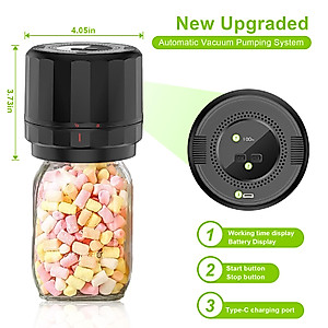 M11 Mason Jar Vacuum Sealer - Electric Mason Jar Vacuum Sealer Kit with Wide and Regular Mouth Mason Lids, Jar Vacuum Sealer for Canning Jars, Vacuum Sealing Machine for Food Storage