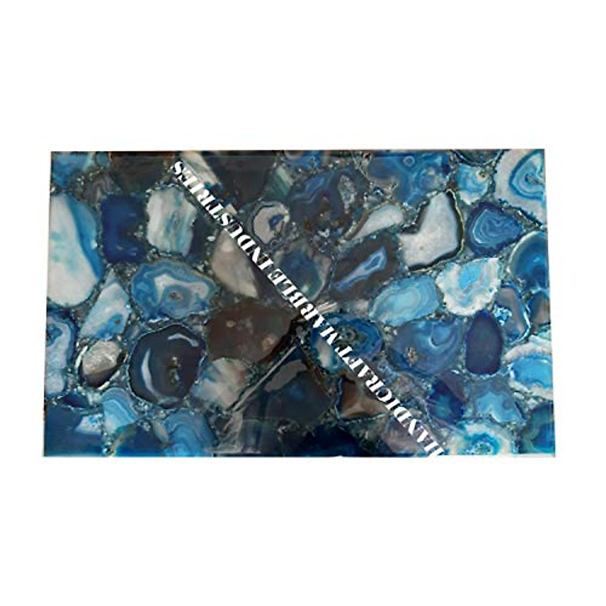 Blue Agate Stone Rectangular Slab for Kitchen & Bar, Blue Agate Stone Countertop 24" x 12" Inch, Blue Agate Stone Rectangular Dining & Meeting Room Table Top, Piece Of Conversation, Family Heir Loom