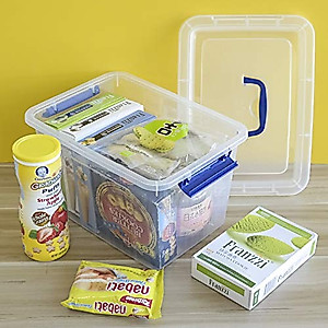 Morcte 10 L Plastic Lidded Storage Bin, Clear Storage Box, Pack of 6