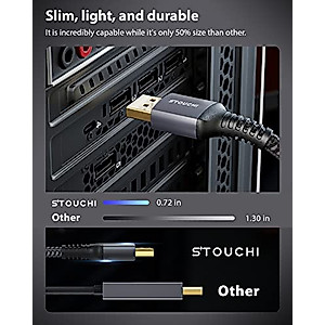 Stouchi DisplayPort Cable 1.4, 8K 6.6FT DP Cable 32.4Gbps 8K@60Hz HBR3 4K@60Hz/144Hz/120Hz 5K@60Hz 1080P@240Hz Support FreeSync G-Sync HDR10 Display Port for Gaming Monitor Graphics Card