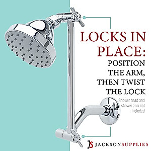 Shower Head Extension Arm by JS Jackson Supplies, Adjustable 10 Inch Showerhead Extender, Solid Brass Construction, Universal Tall Hi-lo Pipe Height Extending (Chrome Finish)