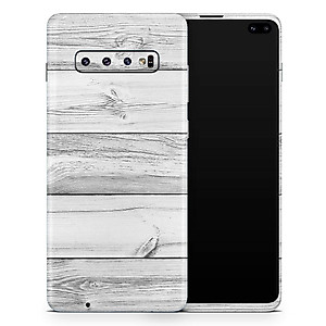 DesignSkinz White & Gray Wood Planks Protective Vinyl Decal Wrap Skin Cover Compatible with The Samsung Galaxy S20 (Screen Trim & Back Glass Skin)