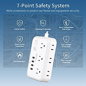 2 Pack Power Strips, NTONPOWER Flat Plug Power Strip with USB, 6 Outlets 4 USB Desktop Charging Station with 5 ft Extension Cord Wall Mount for Cruise, Travel, Hotel, Indoor, Nightstand, Office, White