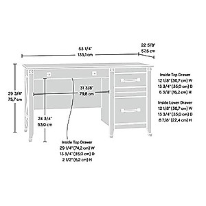 Sauder Carson Forge Pedestal Desk, Rustic Cedar Finish