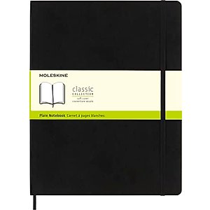 Moleskine Classic Notebook, Soft Cover, XXL (8.5" x 11") Plain/Blank, Black, 192 Pages