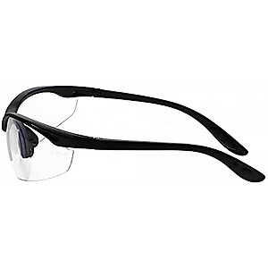 Full Lens Magnifying Safety Glasses - Safety Reading Glasses for Men, Women, Work, Healthcare, Riding - with Black Lightweight Wrap-Around Frame - Z87.1 Certified - UV Protection - Clear Lens, 1.50