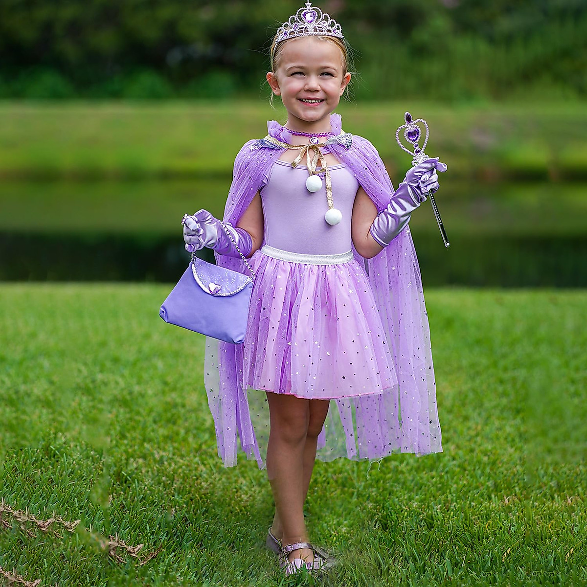 Aoiviss Princess Cape Set for Little Girl, 11PCS Princess Dress Up Clothes Cape Clock with Skirt for Girl 3-8 Birthday Gift