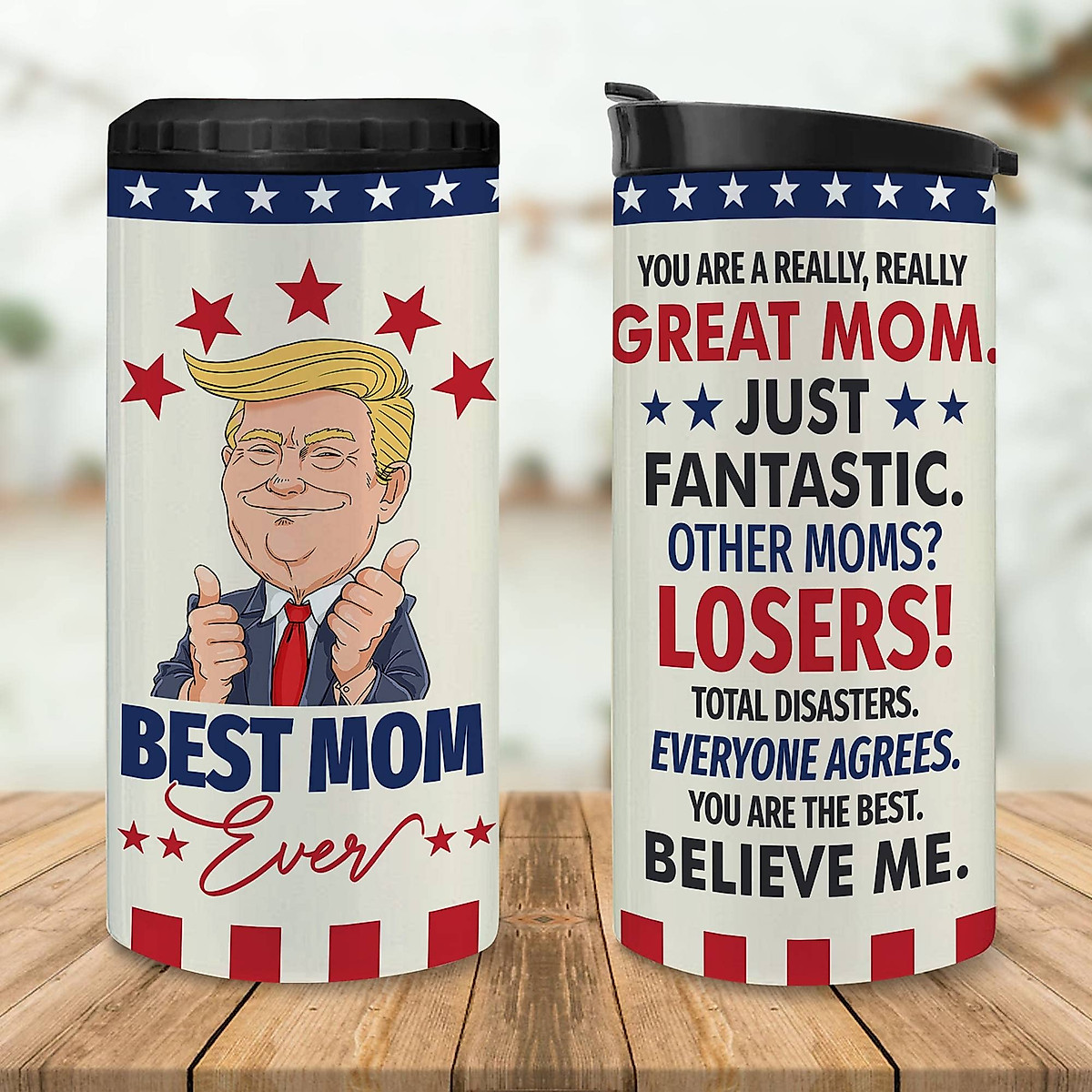 Best Gift For Mother - Gifts For Mom - Mothers Day Gift From Daughter Son - Christmas Gift For Mom - Moms Ideas Birthday Tumbler Best Mom Ever Can Cooler Mug Cup Gifts 12Oz