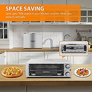 2-in-1 Baker Countertop Doorless Pizza Oven Toaster Combo Stand-up Oven Spacestar Multi Functions Fits 10” pizza, 4 Slices of Bread, 1200W,12L, Stainless Steel