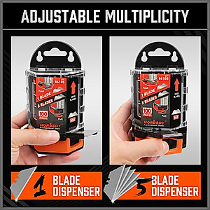 HORSUDY 100-Pack Utility Knife Blades, Box Cutter Blades Replacement with Dispenser, SK5 Carbon Steel