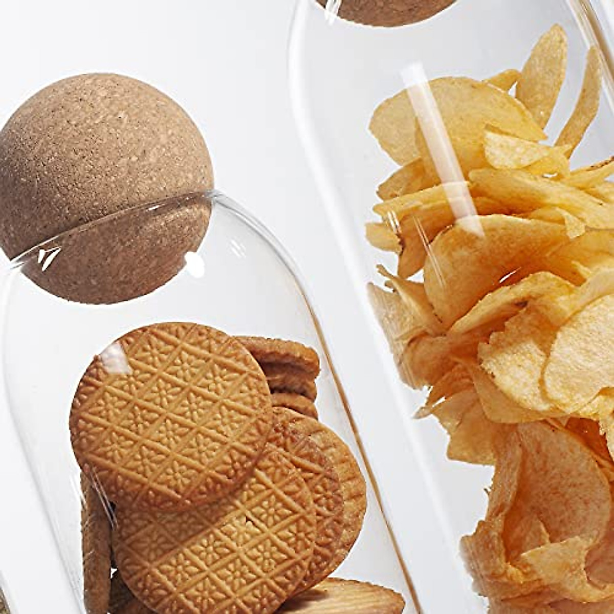 IVAILEX Glass Jars with Cork Lids, Candy Jar with Lid, Coffee jar for Counter, Cookie Jar with Airtight Lids, Clear Glass Jar for Candy, Tea, Coffee Bean, Sugar, Spices, Apothecary etc (450ml/15oz)