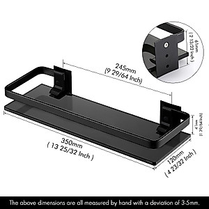 KES Bathroom Glass Shelf Aluminum Black Extra Thick Tempered Glass Rectangular 1 Tier Basket Wall Mounted, 2 Pack, A4126A-BK-P2