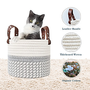 Rerisen Large Cotton Rope Basket with Handle, The Blanket Storage Basket that can be Placed in the Living room or Bedroom for Storing Pillows, BabyToys, and Blankets