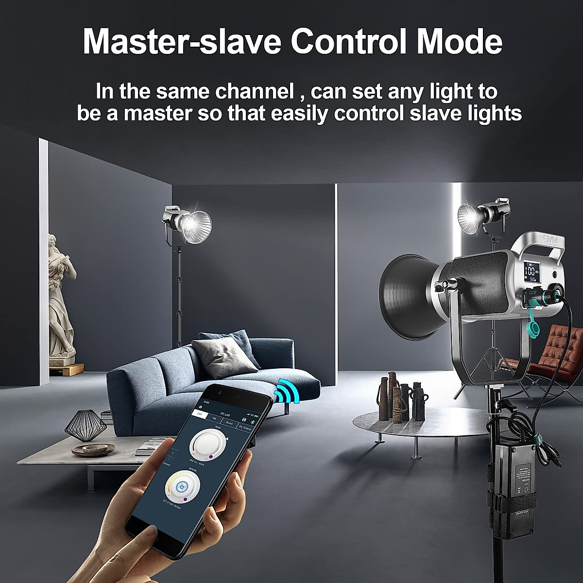 GVM 200W LED Video Light with Lantern Softbox, SD200D Photography Studio Lighting Kit with Bluetooth/DMX Control, 93000lux@0.5m 3200K-5600K Bi-Color Continuous Output Lighting for YouTube