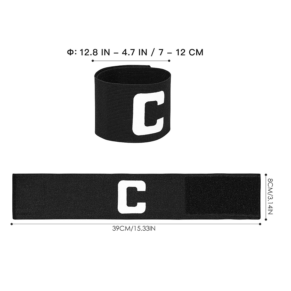 LIOOBO Soccer Captain Armband Nylon Football Bands for Adult Youth, Adjustable Soccer Rugby Basketball Player Bands, Black (13 x 7 x 0.8cm)