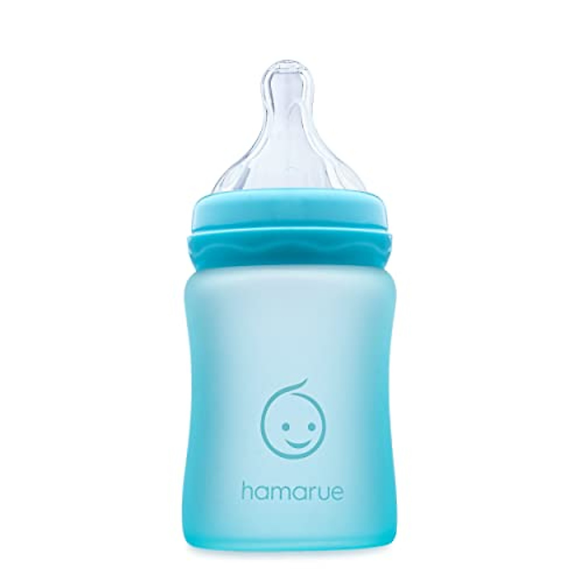 Hamarue 3-in-1 Glass Sippy Cups for Toddlers | Silicone Coated Glass Baby Bottles | Non-Toxic Transition Cup for Baby with Removeable Handles | Baby Straw Cup NB+, 3M, 6M, 12M (Teal, 5 oz)