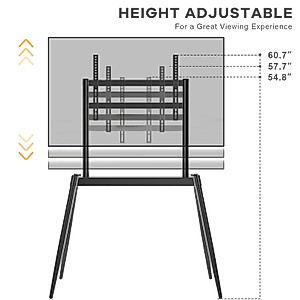 Artistic Easel TV Stand for 32-86 inch LCD LED Flat Curved Screens TVs up to 132 lbs, Studio TV Display Stand with Height Adjustable, TV Stand with 4 Legs, Max VESA 660x400mm, Hide Your Wires, Black