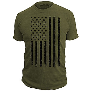 Gym Life Men's American Flag Athletic Performance Short Sleeve Workout T-Shirt, Olive Green (X-Large)