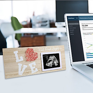 Baby Ultrasound Picture Frame New Mom Gifts Pregnancy Announcements Sonogram Keepsake Frame 3" x 3" Baby Scan Photo Nursery Decor (Love at First Heartbeat)