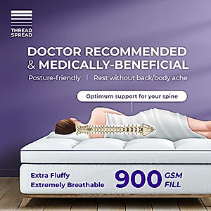 Queen Cooling Mattress Topper, Soft 100% Cotton Fabric, Pillow-Top Optimum Thick Mattress Topper for Queen Bed, Breathable & Plush Quilted Down-Like Fill, Snug Deep Pocket Fit