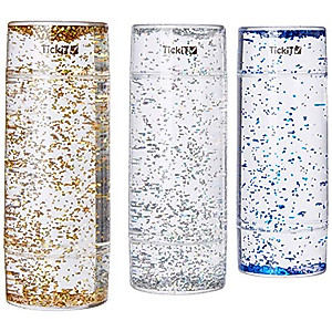 TickiT Sensory Glitter Storm - Set of 3 - Blue, Silver, Gold - Calming Glitter Tubes for Stress and Anxiety Relief - Encourage Focus and Concentration - Special Needs Toy