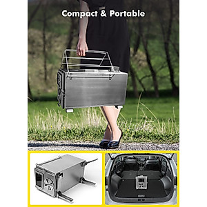 Camping Stove for Hot Tents, LAMA 304 Stainless Steel Wood Burning Stove with Stainless Wall Chimney Pipes for Tents, Shelter, Outdoor Portable Stove for Camping Heating and Cooking