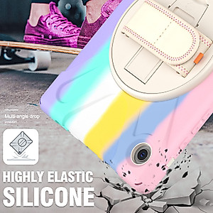 TSQQST Case for Samsung Galaxy Tab A8 10.5" 2022 for Kids Girls with Screen Protector Stand&Hand Strap | Rugged Protective Case for Samsung A8 Tablet SM-X200/X205/X207-Rainbow Pink
