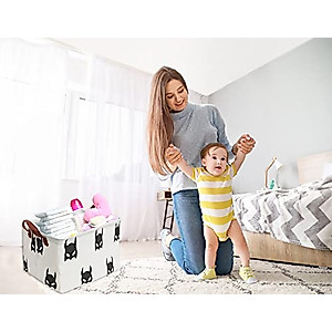 HIYAGON Kids Storage Basket Batman Easter Basket Cute Basket Empty Toy Storage Bin Organizer Box Rectangular Room Decor for Home Books(Black bats)